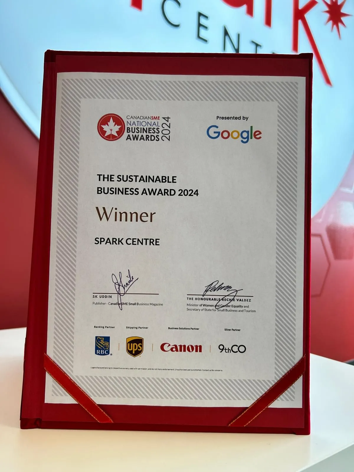 Spark Centre Named Winner of Sustainable Business Award at 2024 ...